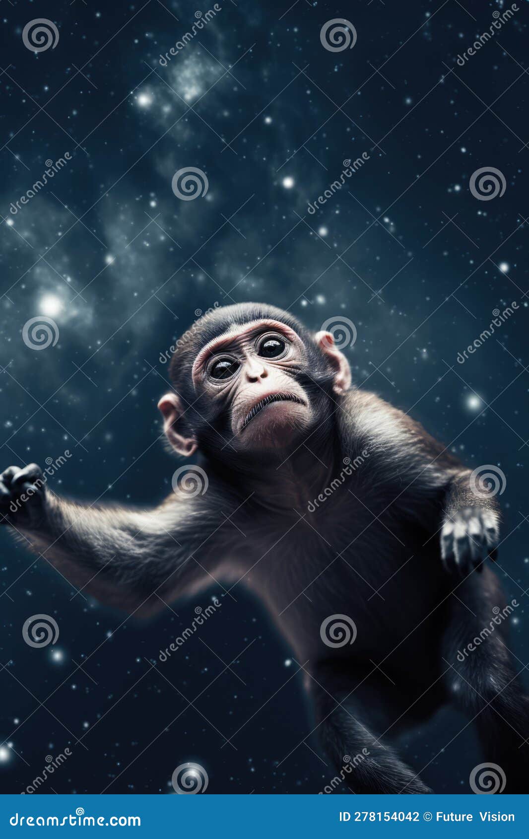 Close Up of Monkey in Space with Stars in Sky, Created Using Generative ...