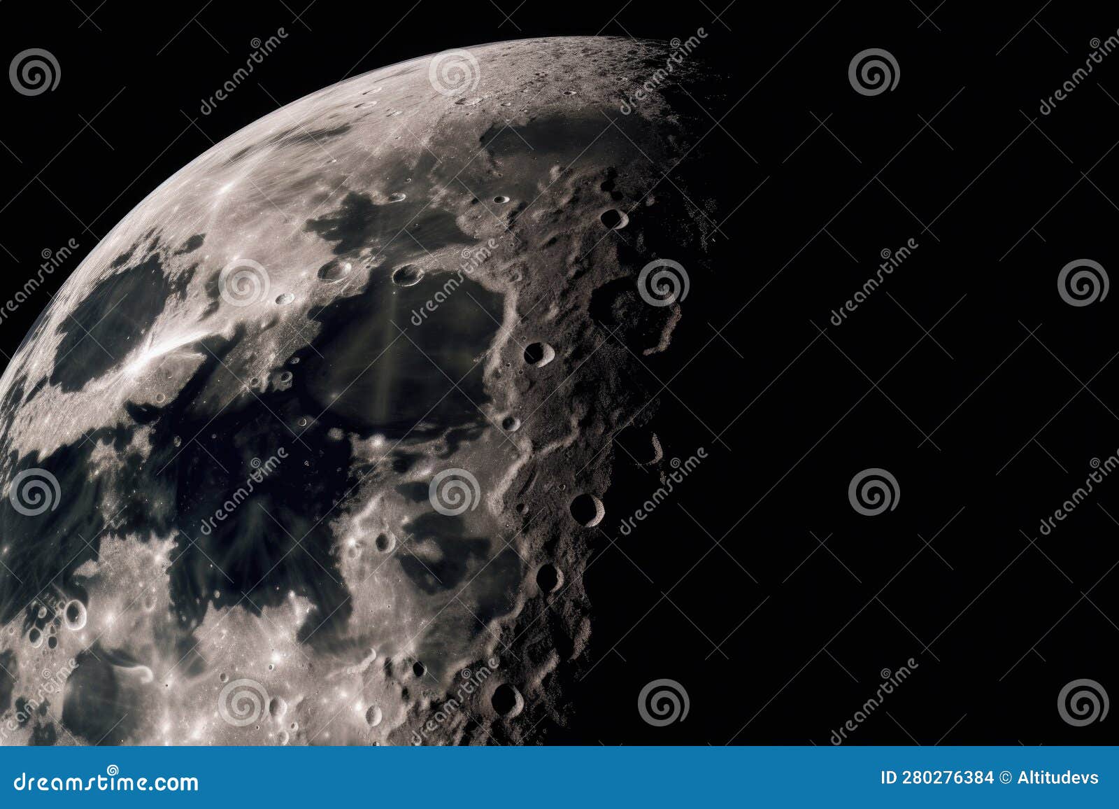 A Close-up of the Moon, with Craters and Mountains Visible Stock ...
