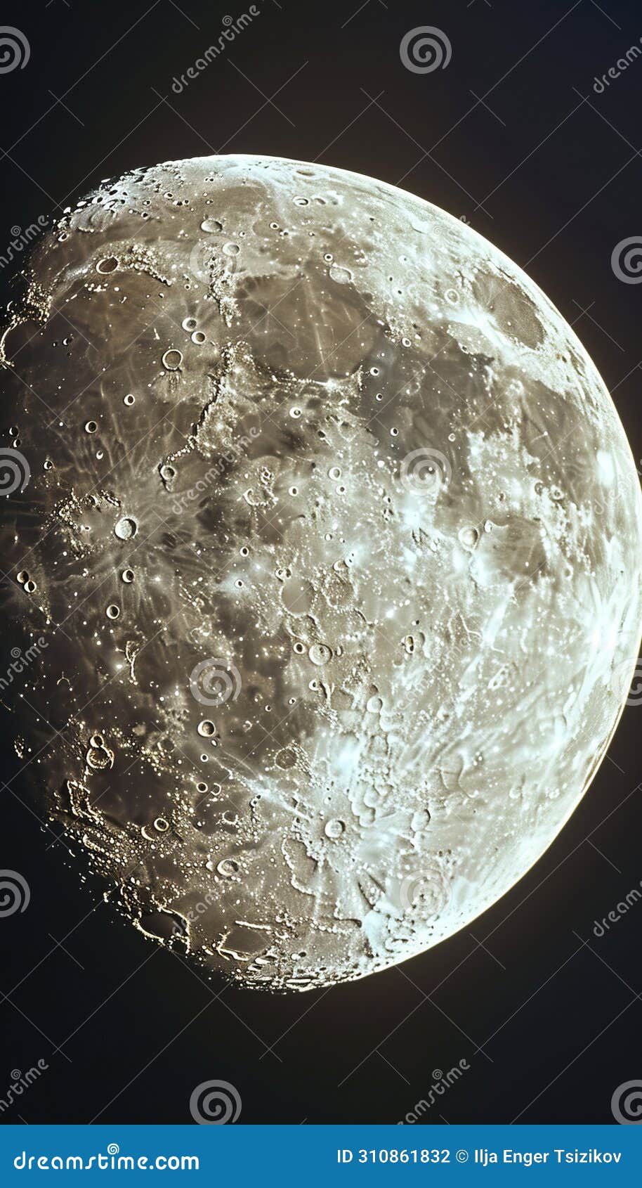 Close Up Moon Surface Illustration on Galaxy Planet, Decorative ...