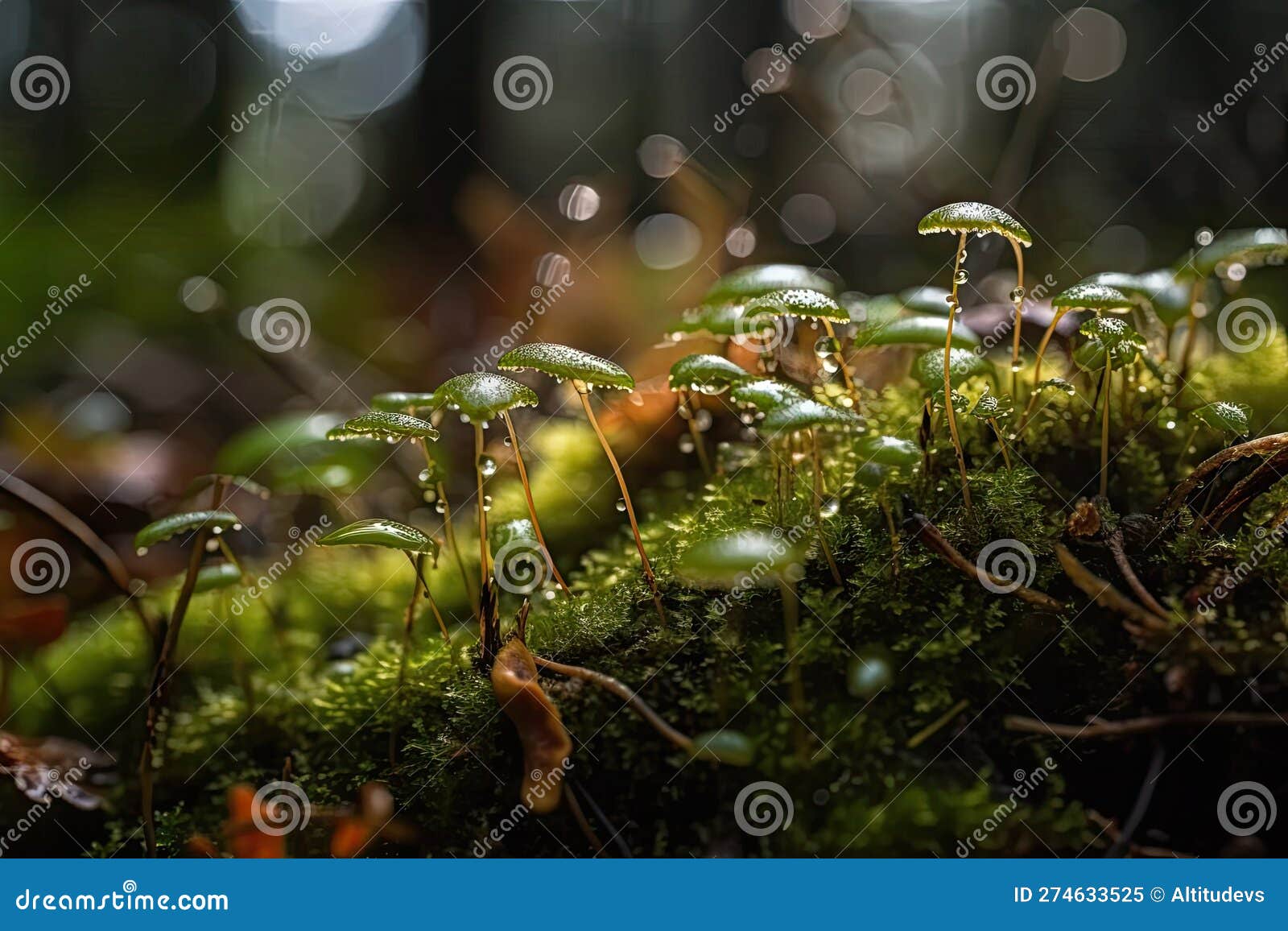 Close-up of Moss with Dew Drops on Leaves in the Forest Stock ...
