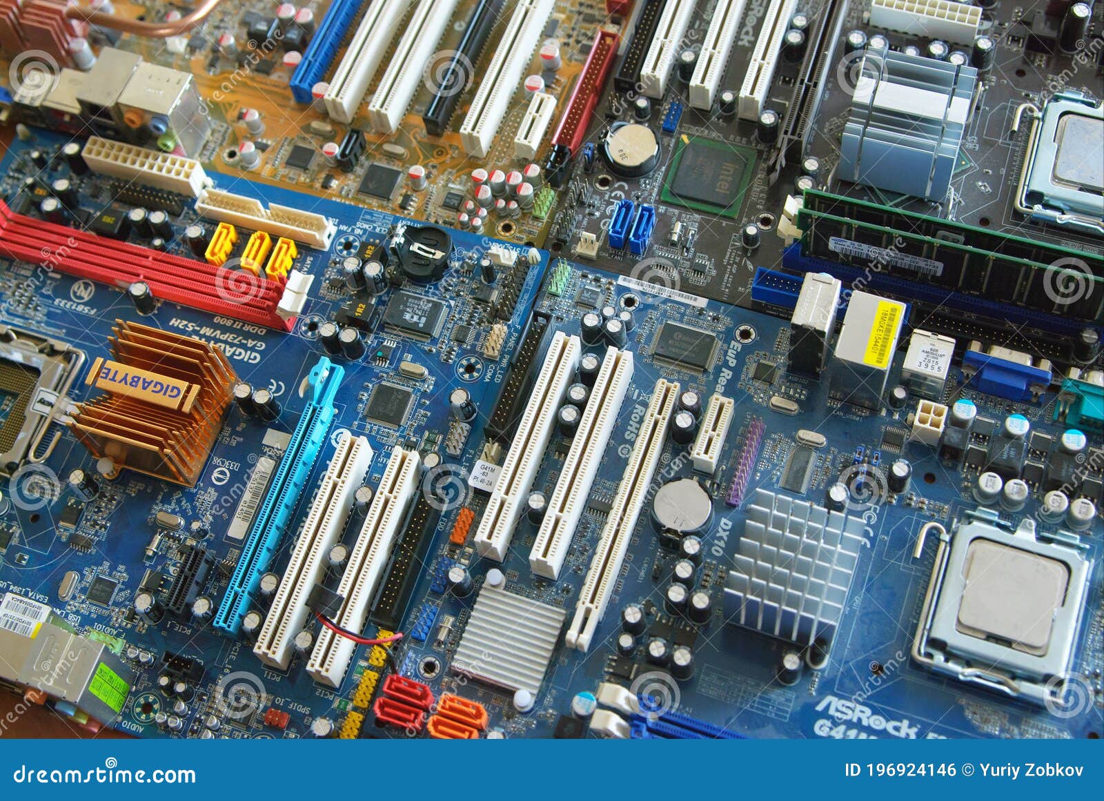 Close-up Of Motherboards And Signal Splitting Of Transistors On A ...