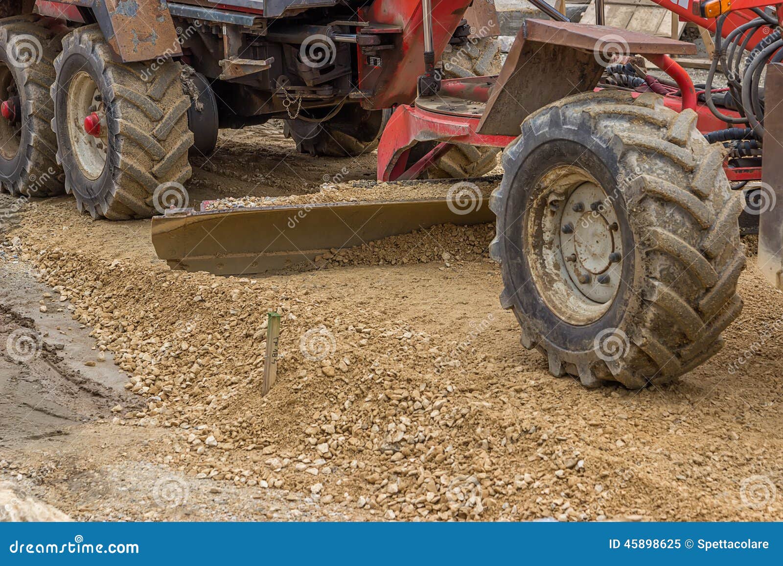 Close Up of Motor Grader Working on Gravel Leveling 2 Stock Image ...