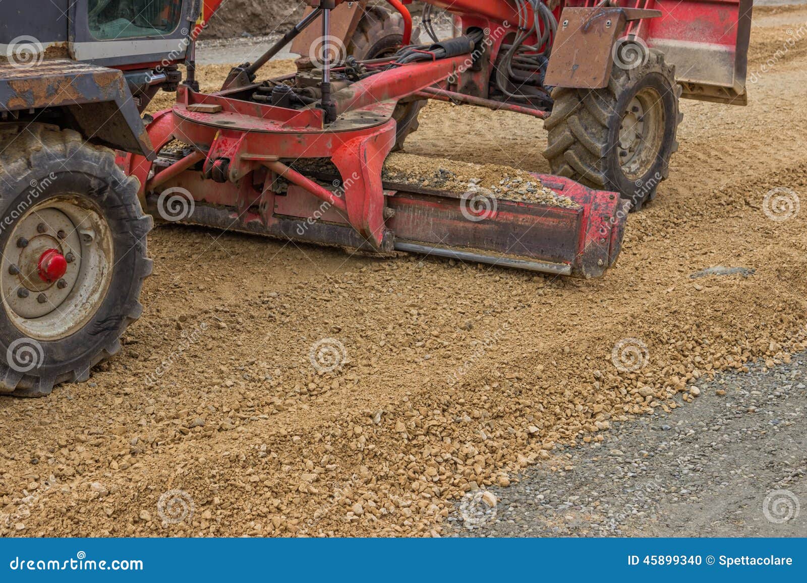 Close Up of Motor Grader Working on Gravel Leveling Stock Photo - Image ...