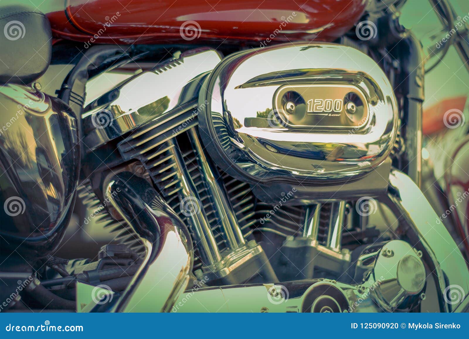 Close-up Motorcycle Engine with Air Filter Stock Photo - Image of pipes ...
