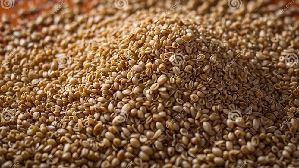 A Close-up of a Mound of Small, Light-colored Seeds on a Surface Stock ...