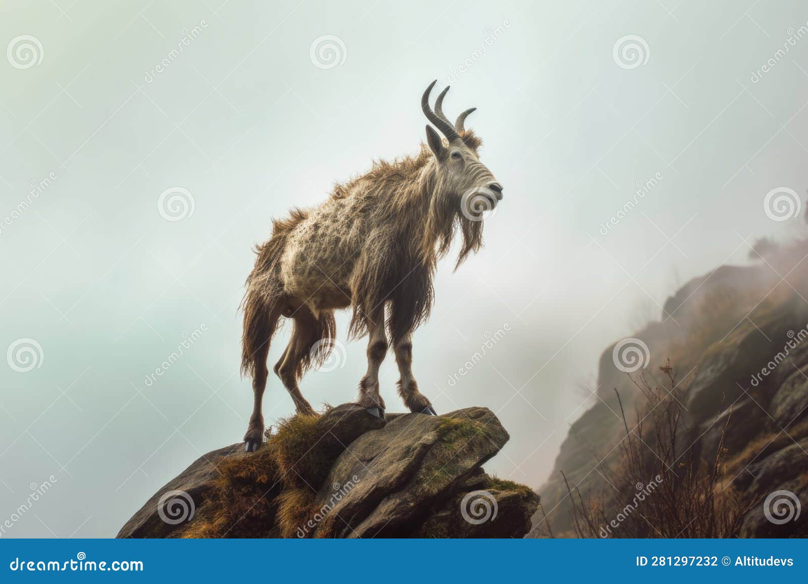 Close-up of Mountain Goat Standing on Cliff Edge Stock Illustration ...