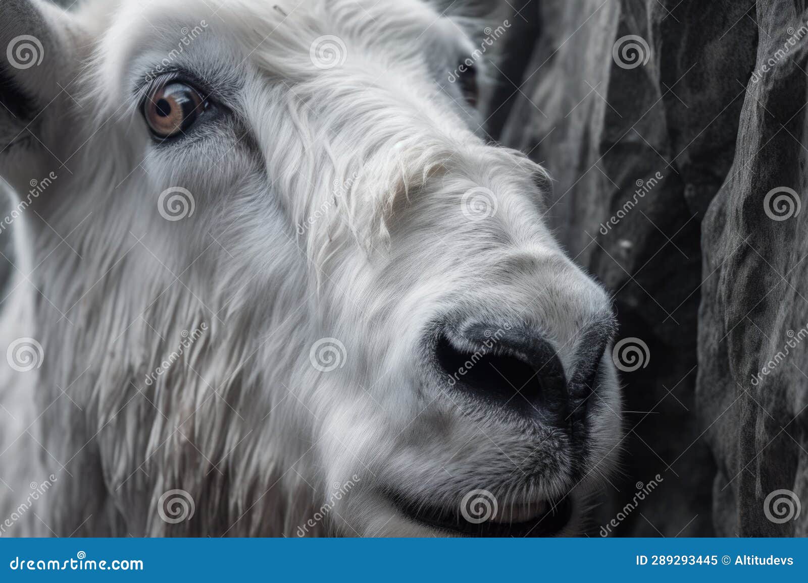 Close-up of a Mountain Goats Face while Climbing Stock Image - Image of ...