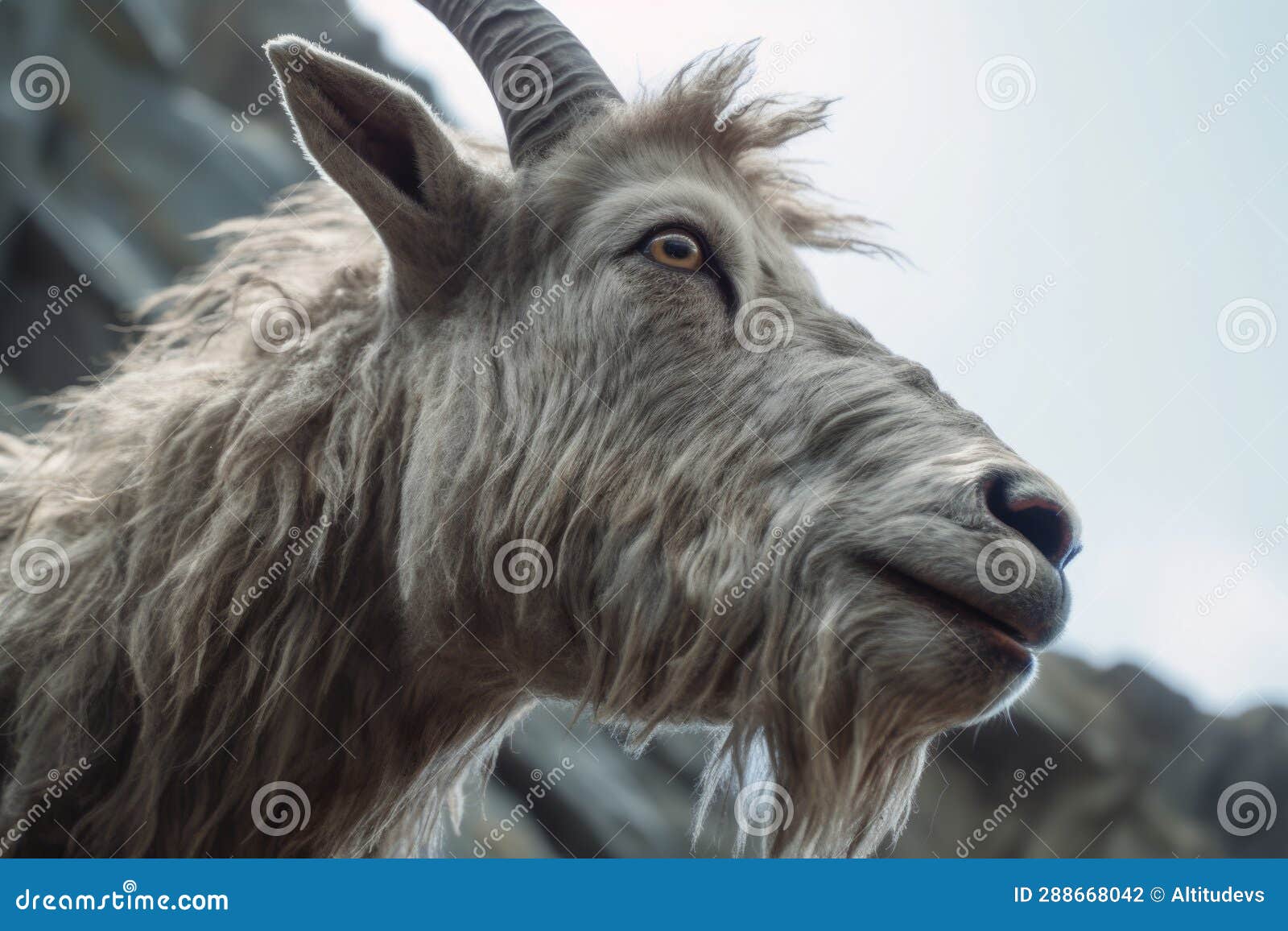 Close-up of Mountain Goats Face, Focused on Cliff Ascent Stock Photo ...