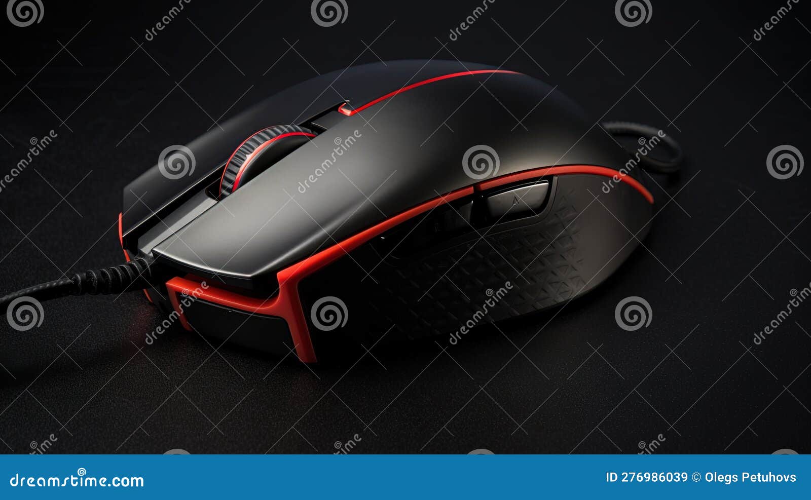 A Close Up of a Mouse on a Black Surface with a Red Light Stock ...