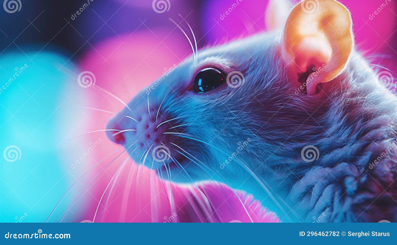 A Close Up of a Mouse with Bright Lights, AI Stock Illustration ...