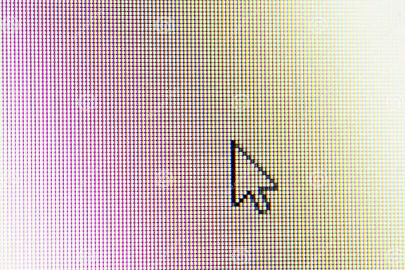 Close Up of Mouse Cursor on Computer Screen Stock Photo - Image of ...