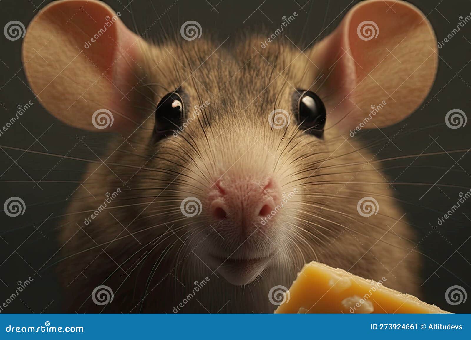 Close-up of Mouse& X27;s Whiskers and Nose while it Eats Cheese Stock ...