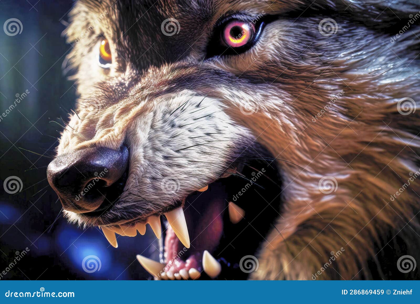 Close-up of the Mouth of an Angry Wolf Baring Its Teeth Aggressively ...