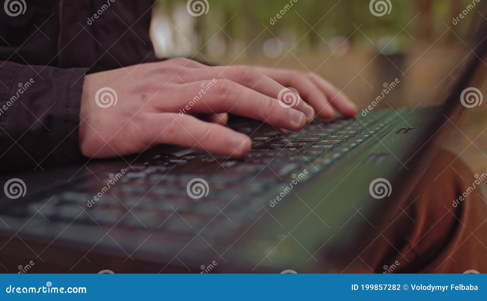 Close-up Moving Macro Shot: Person Typing on the Computer Keyboard ...