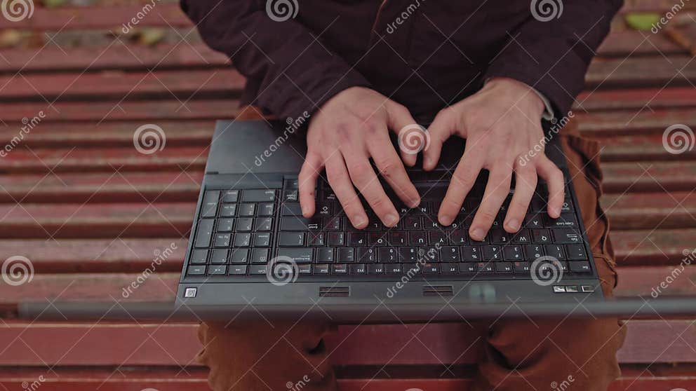 Close-up Moving Macro Shot: Person Typing on the Computer Keyboard ...