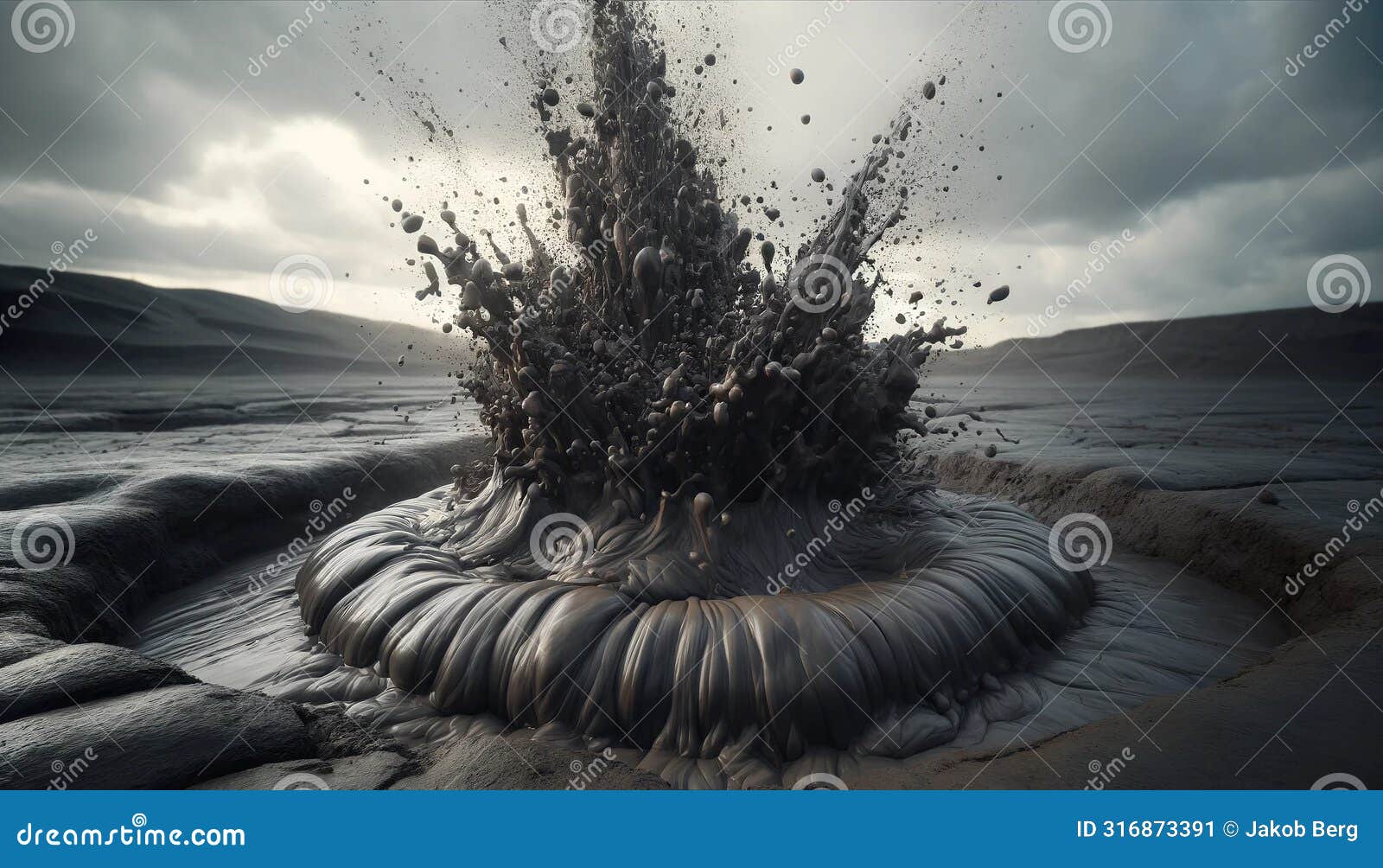 A Close-up of a Mud Volcano during an Explosive Eruption. Stock Image ...