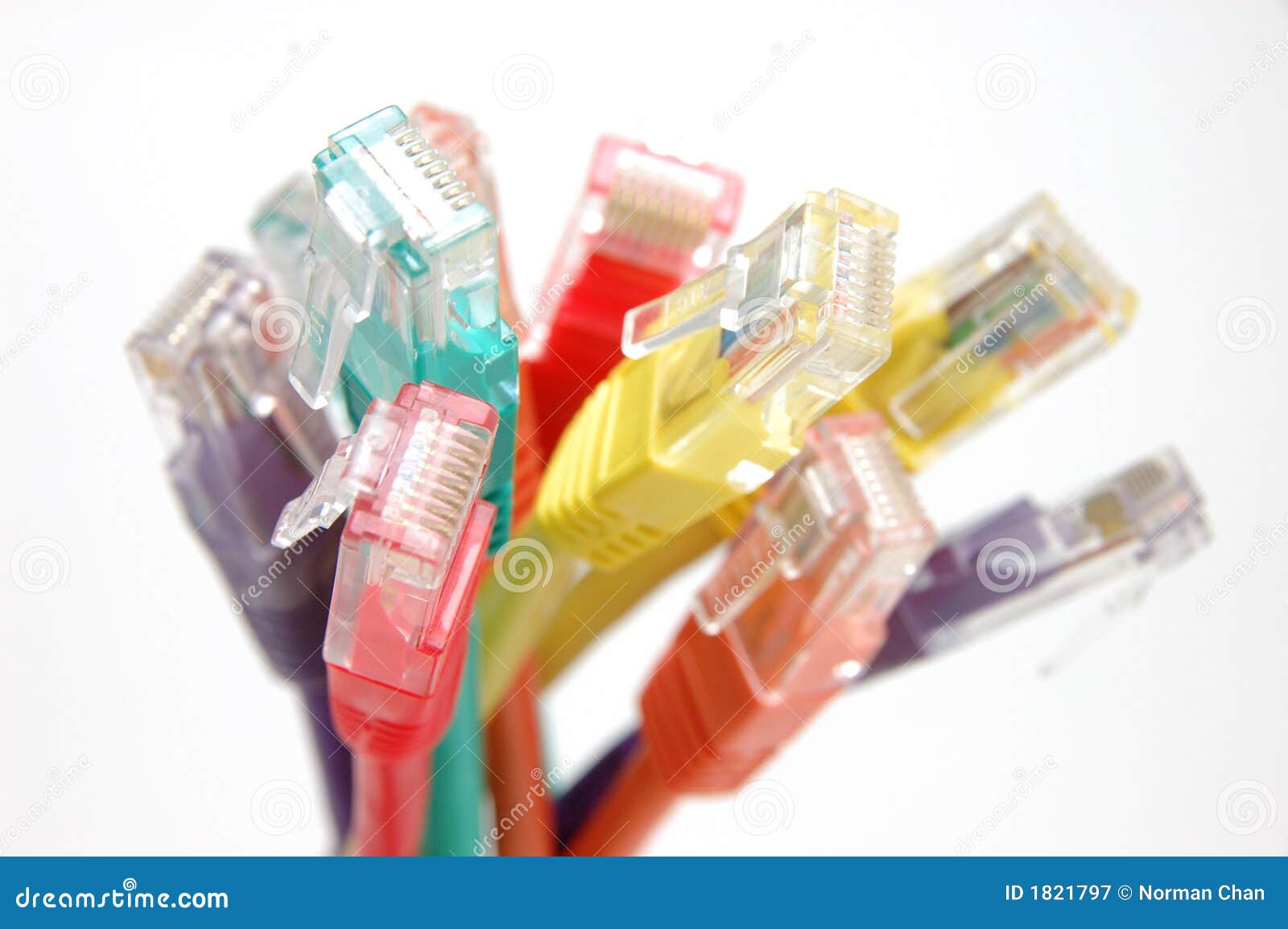Close Up of Multi Color Network Cable Plugs Stock Image - Image of wire ...