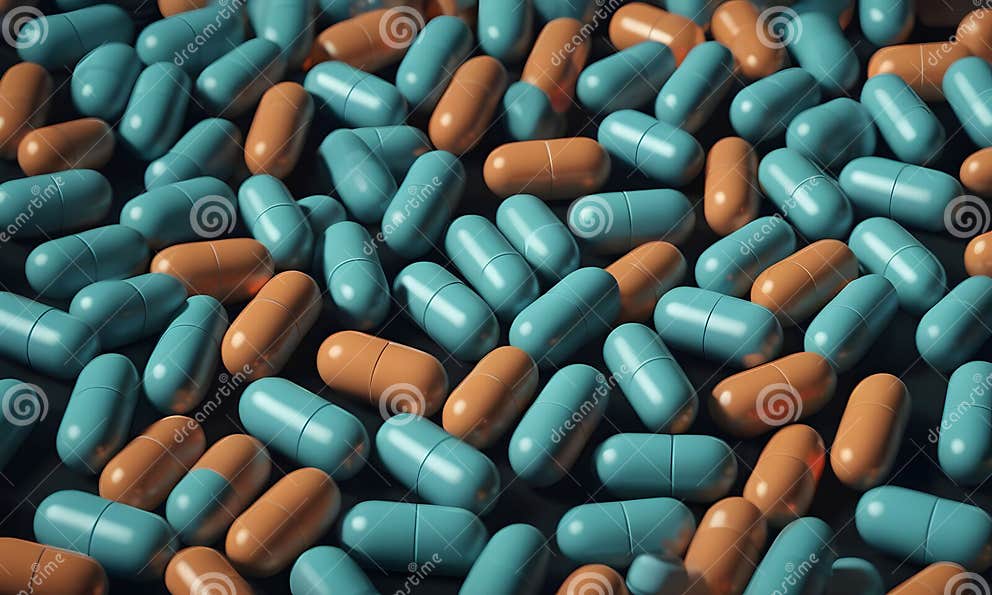 Close-up of Multi-colored Capsules. Artificial Intelligence. Stock ...