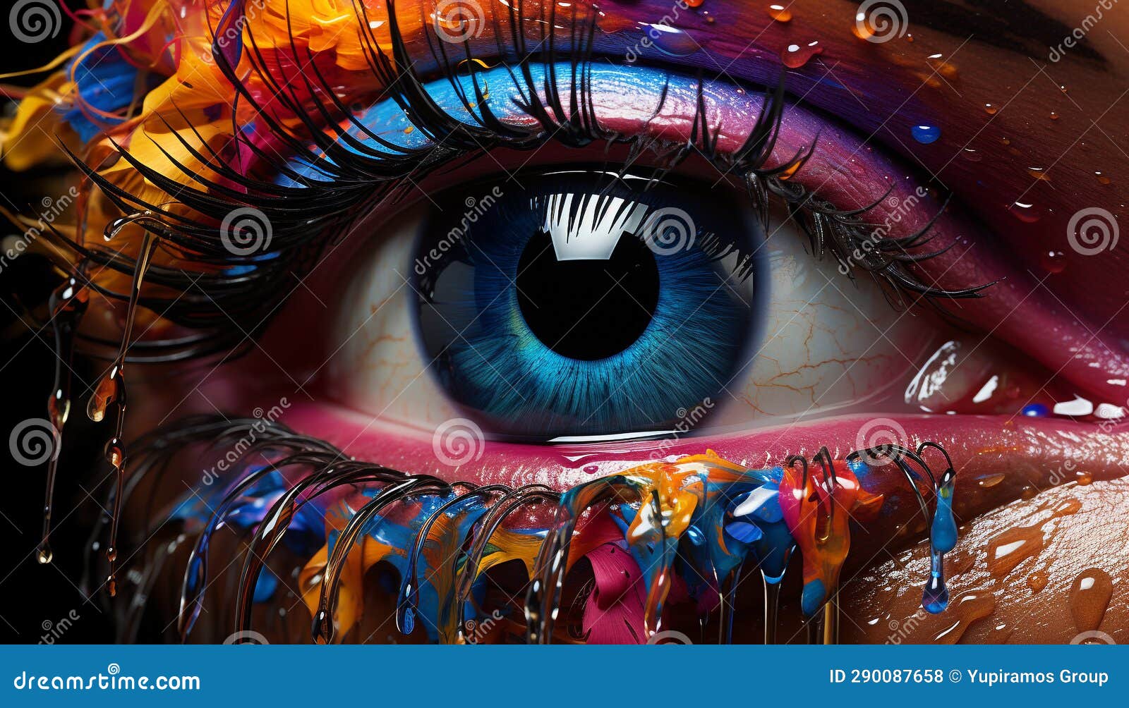 Close Up of a Multi Colored Human Eye Looking at Camera Generated by AI ...