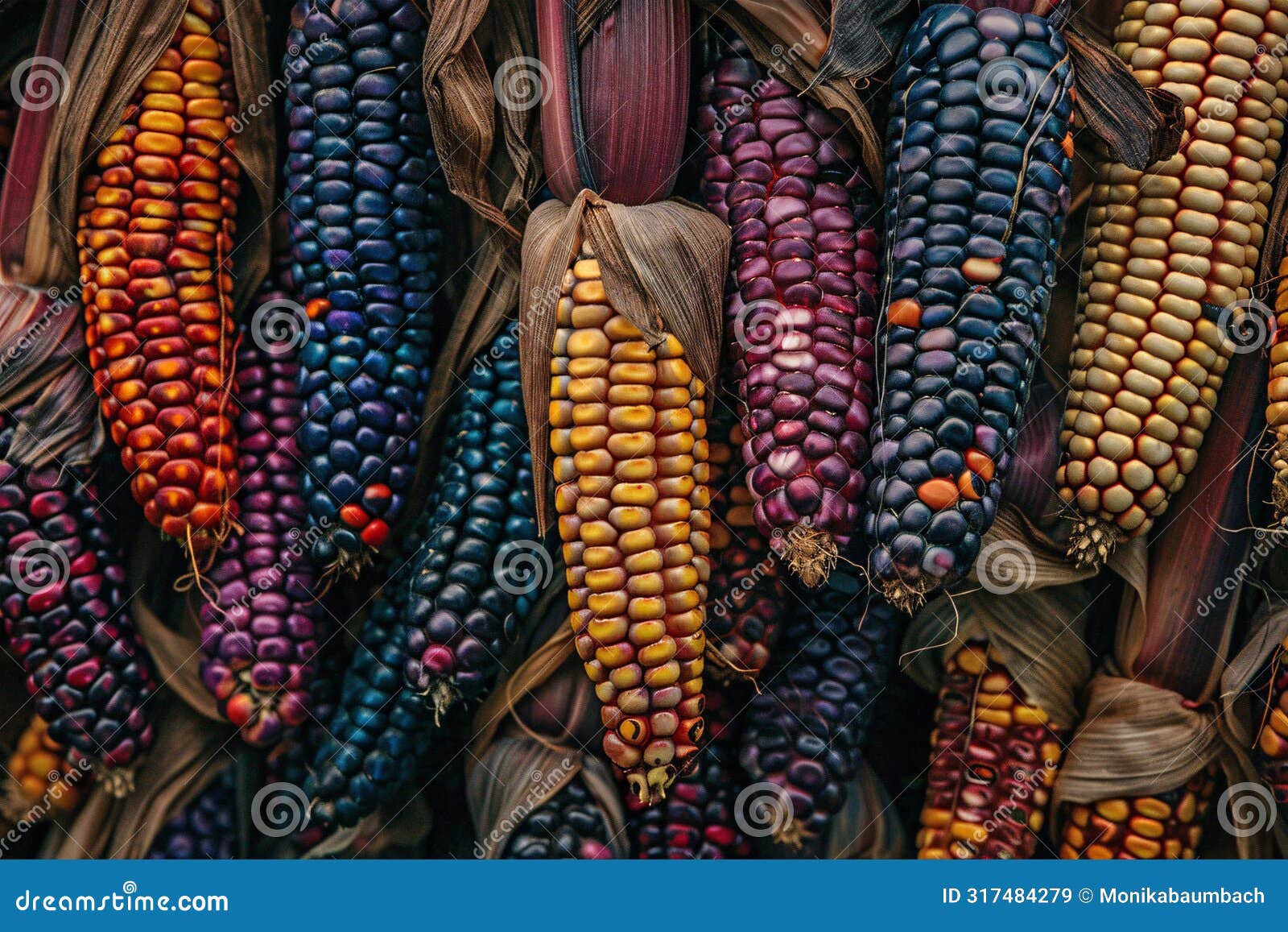 Close Up of Multi Colored Indian Corn Stock Illustration - Illustration ...
