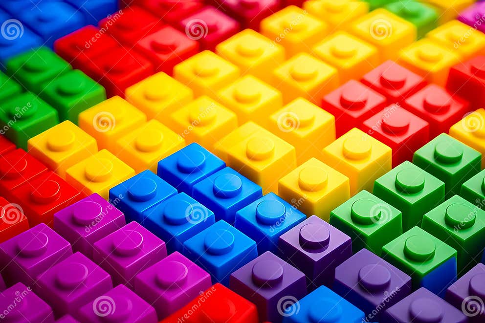 Close Up of Multi Colored Lego Pattern of Bricks. Generative AI Stock ...