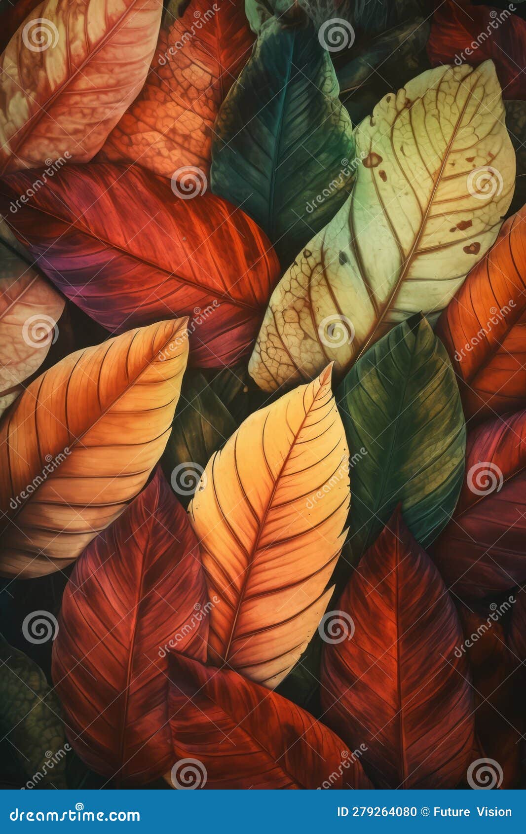Close Up of Multi Coloured Autumn Leaves Background, Created Using ...