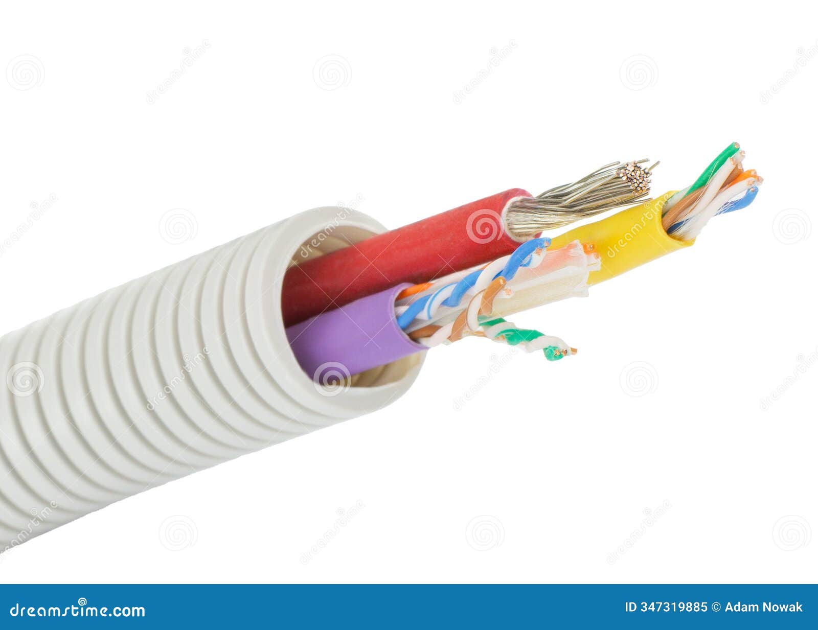 Close Up of Multi-Core Electrical Cables in Conduit Stock Image - Image ...