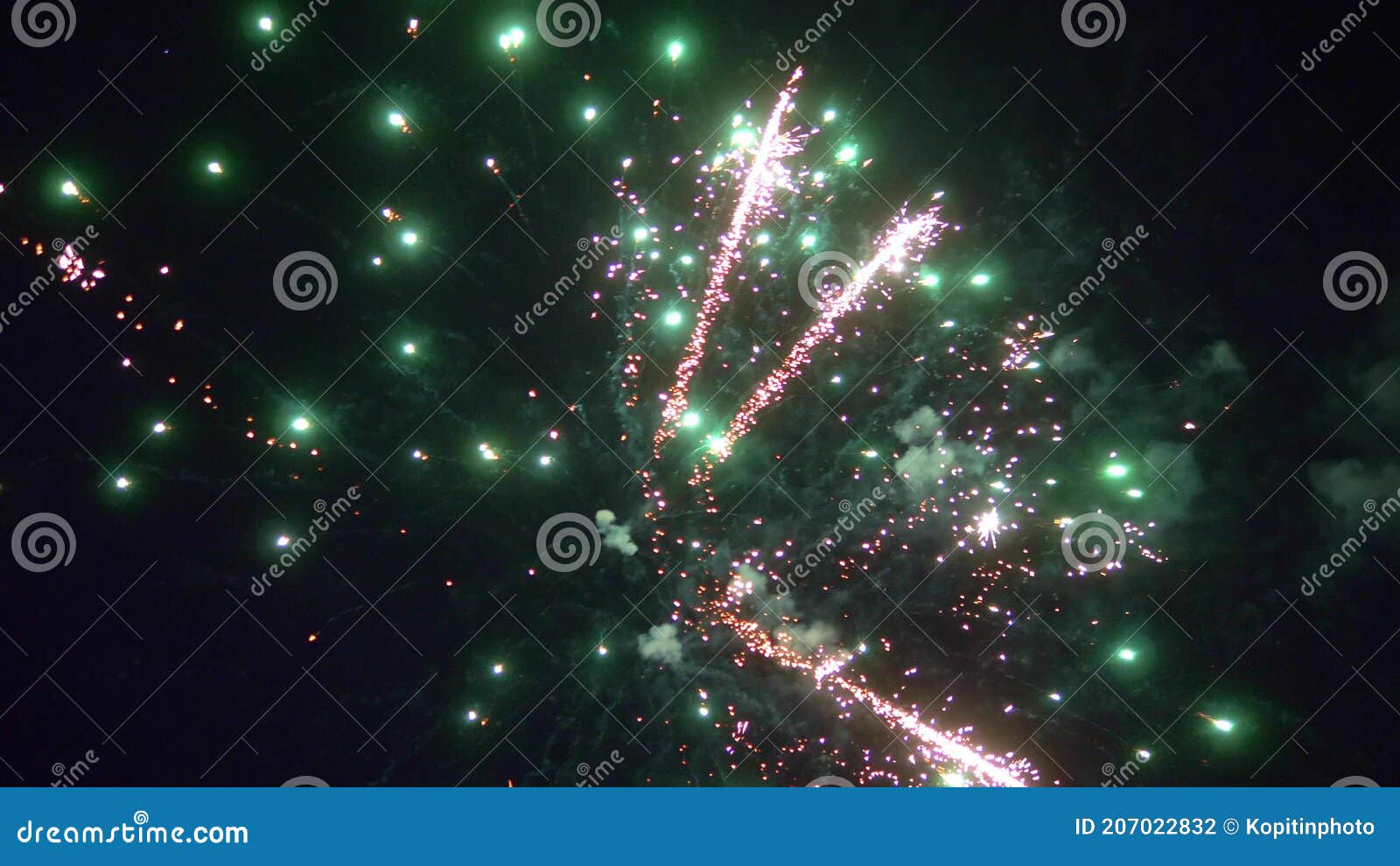 Close Up Multicolored Flare Fireworks in the Night Black Sky Stock ...