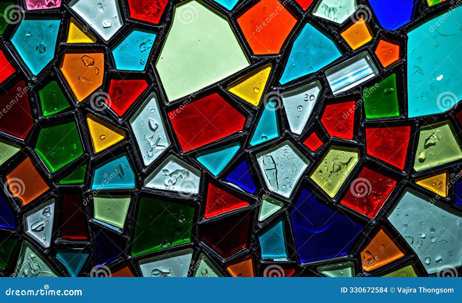 Close-up of a Multicolored Stained Glass Panel Featuring a Random ...