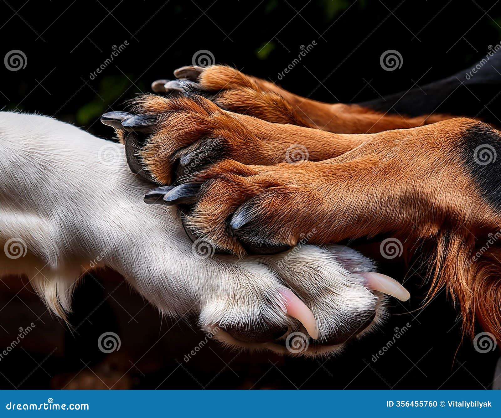 A Close-up of Multiple Dogs Paws Together Symbolizing Unity and Pack ...