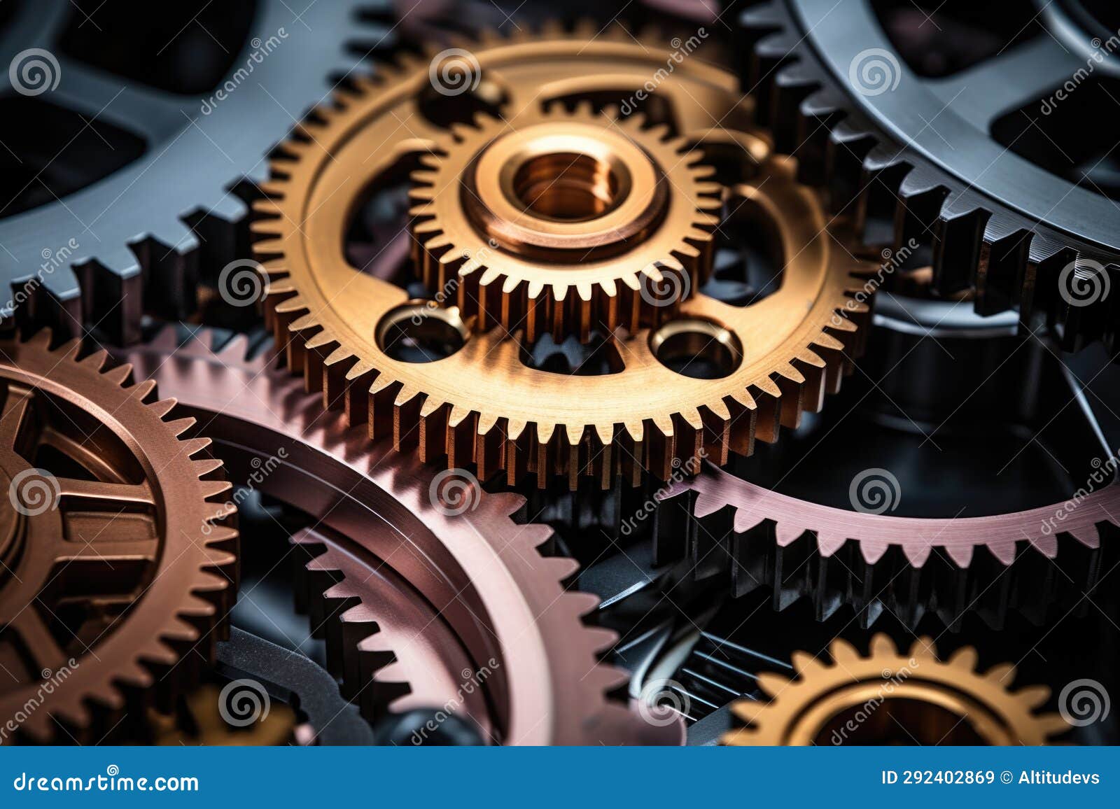 Close-up of Multiple Gears Interlocking, Symbolizing Synergy Stock ...