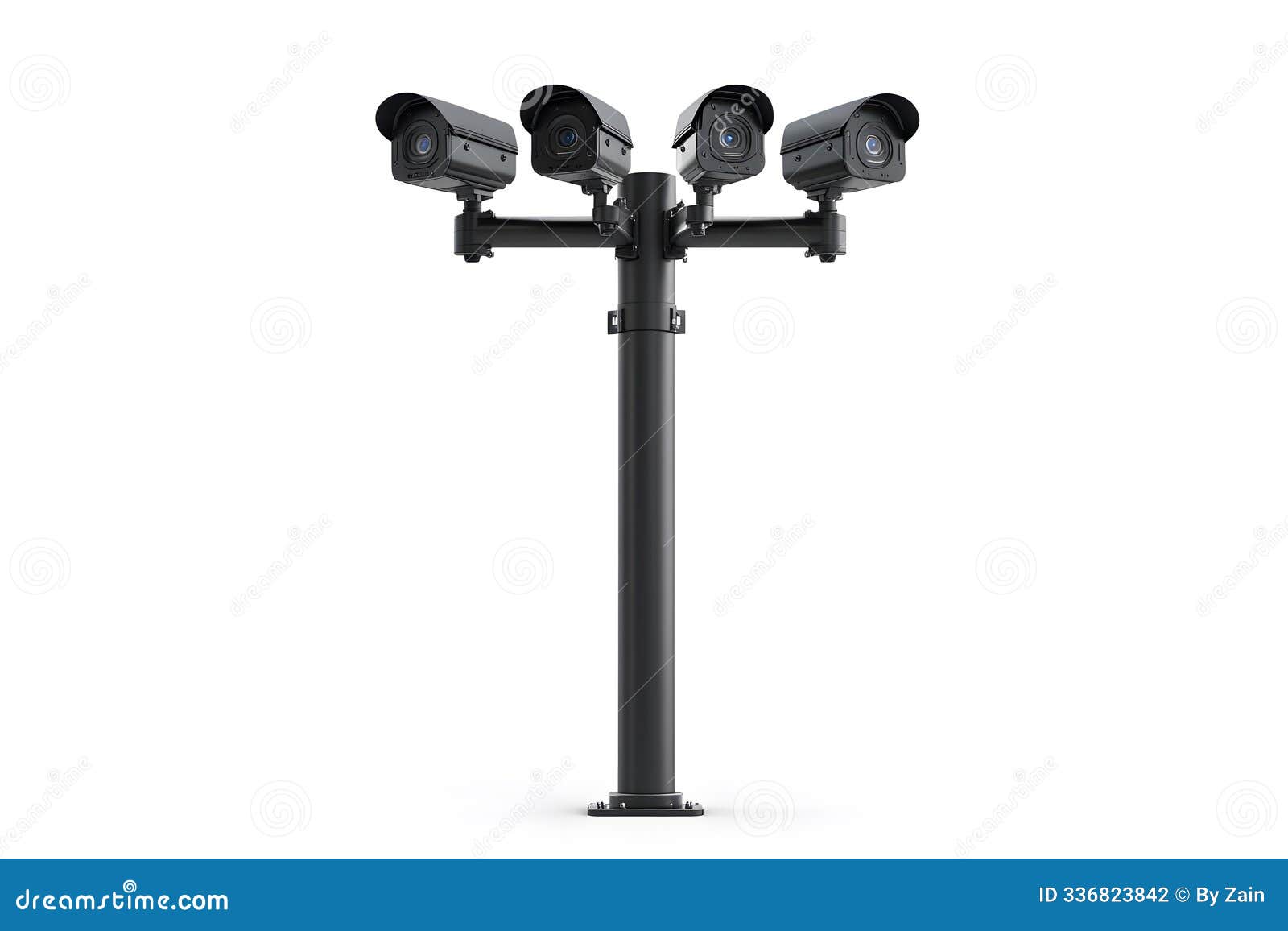 Close-up of Multiple Security Cameras Mounted on a Pole Surveillance ...