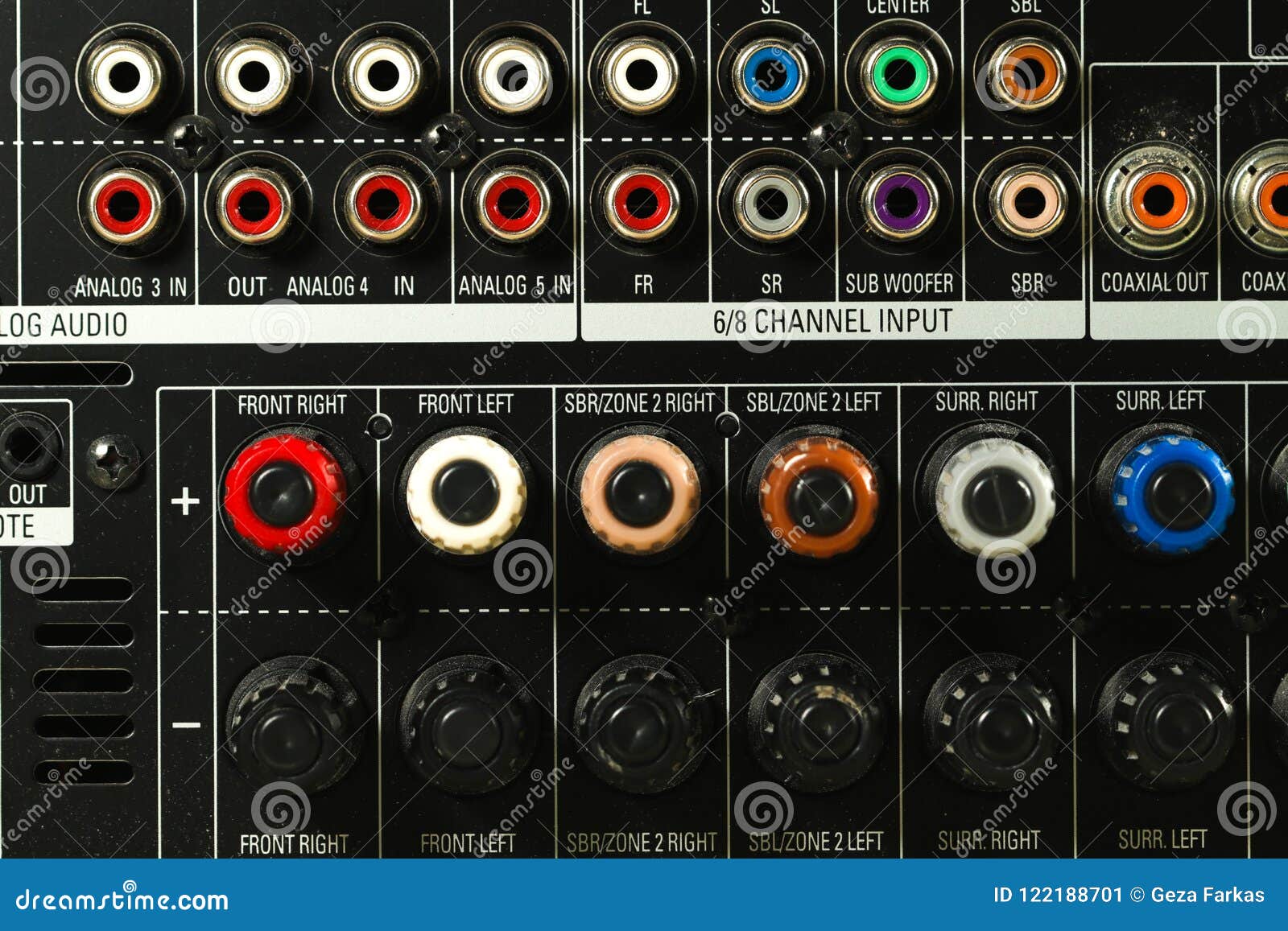 Back Panel of Music Amplifier Stock Image - Image of line, black: 122188701