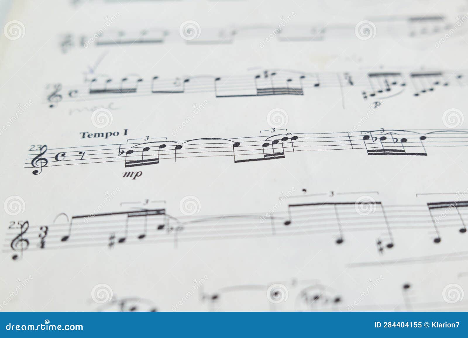 Close Up of Musical Notation and Musical Notes on a Sheet of Paper ...