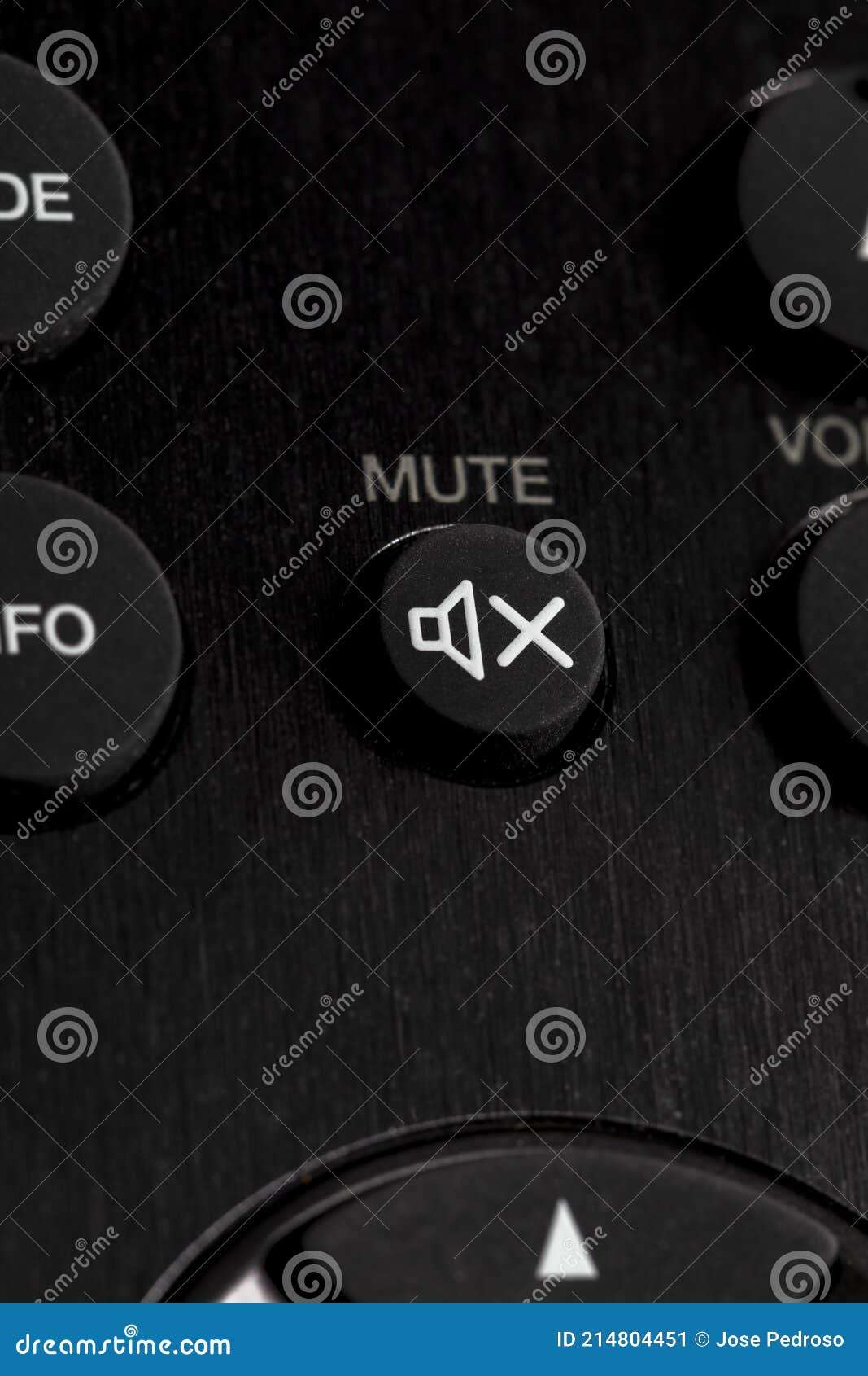 Close-up of Mute Button on - Off Audio on Remote Control for TV and ...