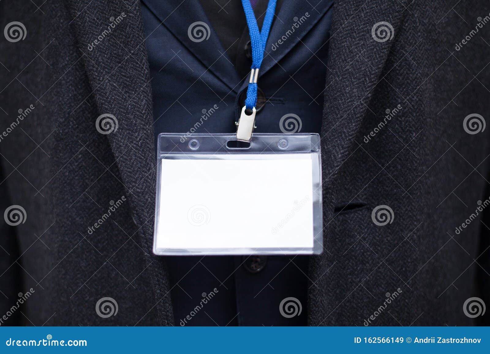 A Close-up, Name Tag on the Neck of a Businessman in a Jacket. Mock Up ...