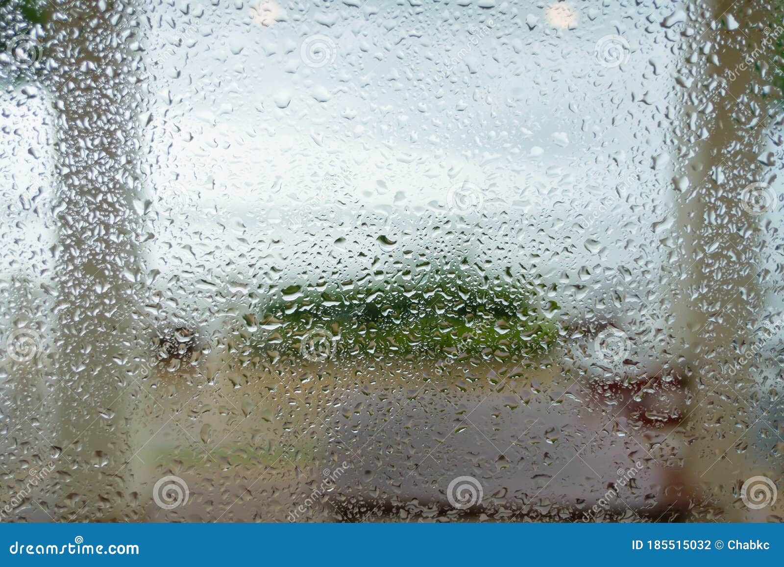 Close Up of Natural Rain Drops on Window Glass Surface Stock Photo ...