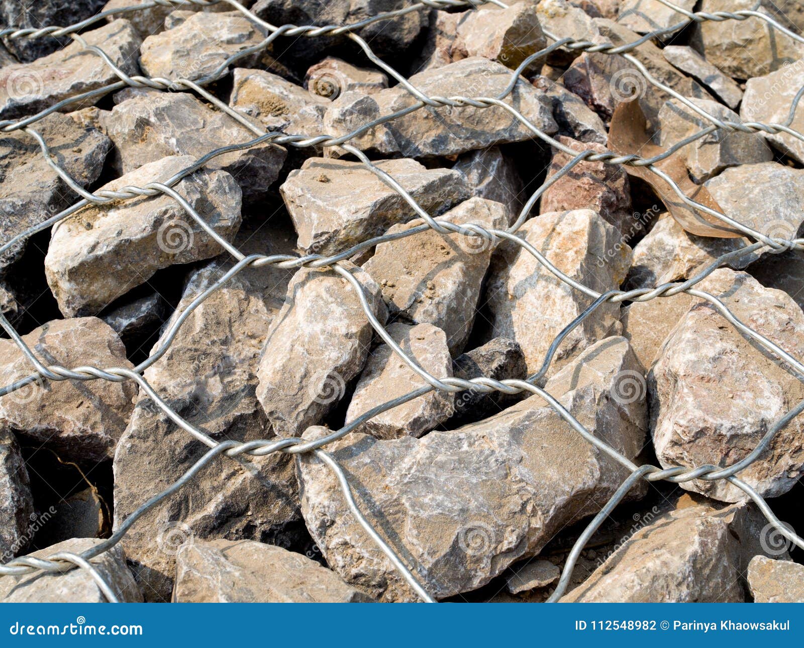 Close Up Natural Stones in Retain a Wire Mesh Stock Photo - Image of ...