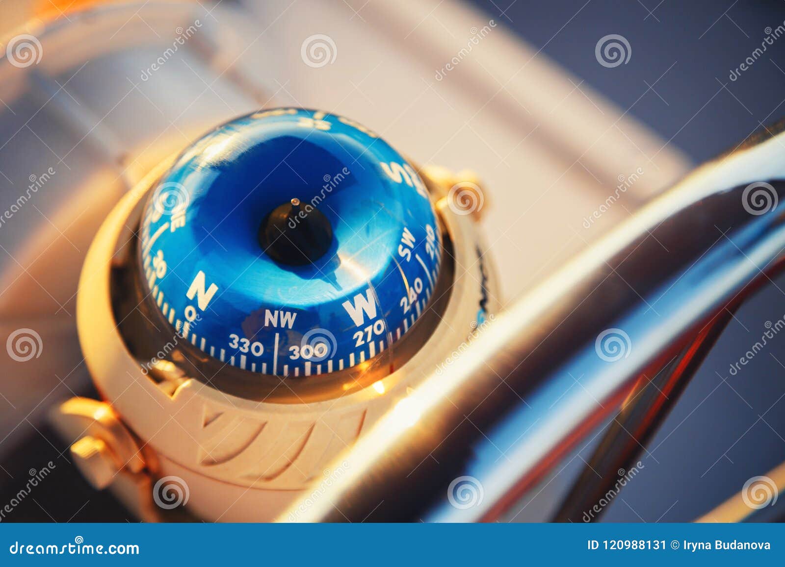 Close Up of Nautical Compass on Yacht Stock Image - Image of east ...