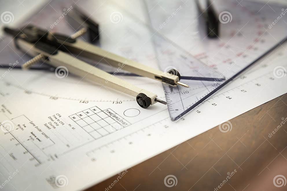Close Up of a Navigator S Radar Plotting Chart with a Triangle and ...