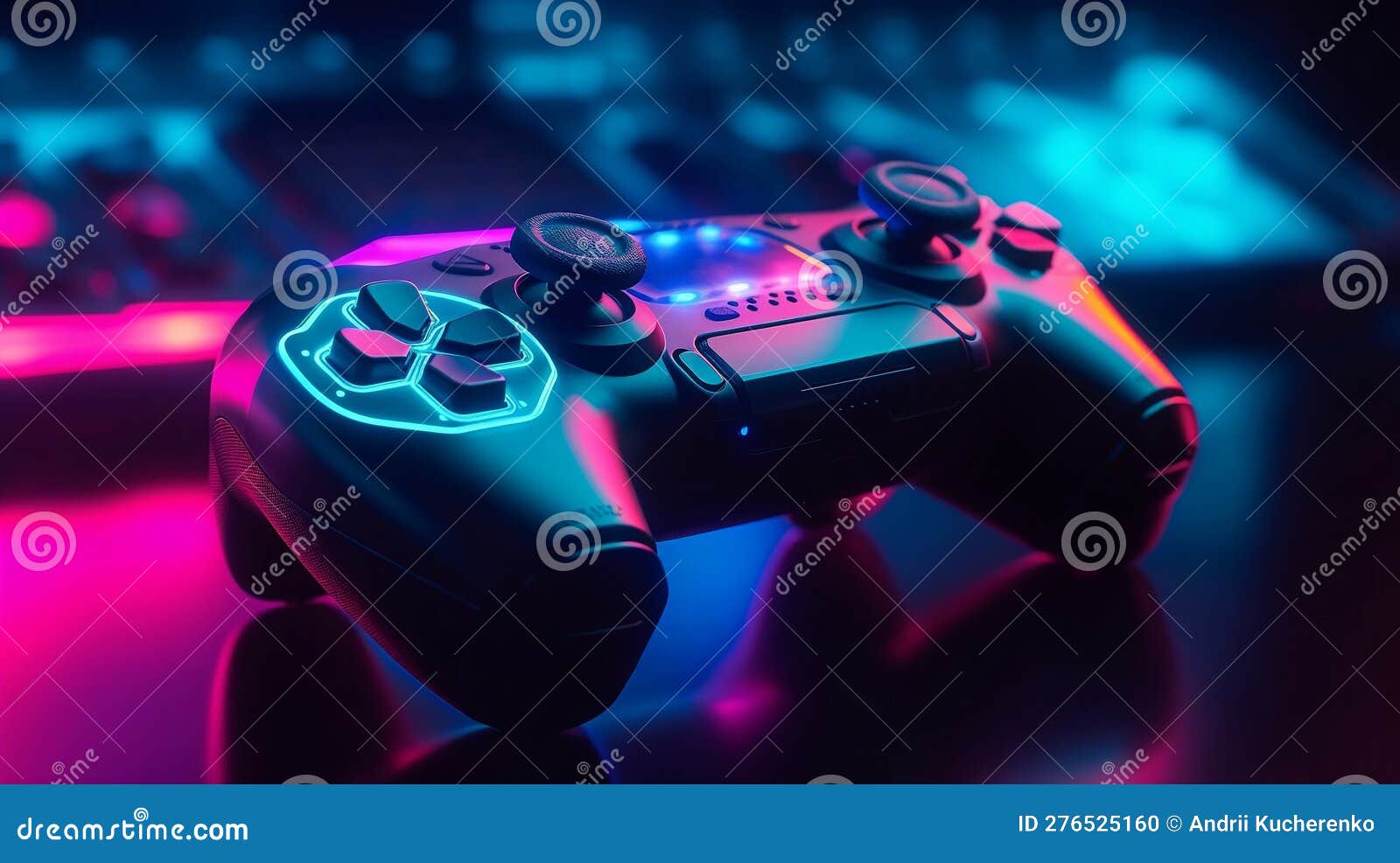 Neon Joystick Gamers Device Controller. Ai Generated Stock Illustration ...