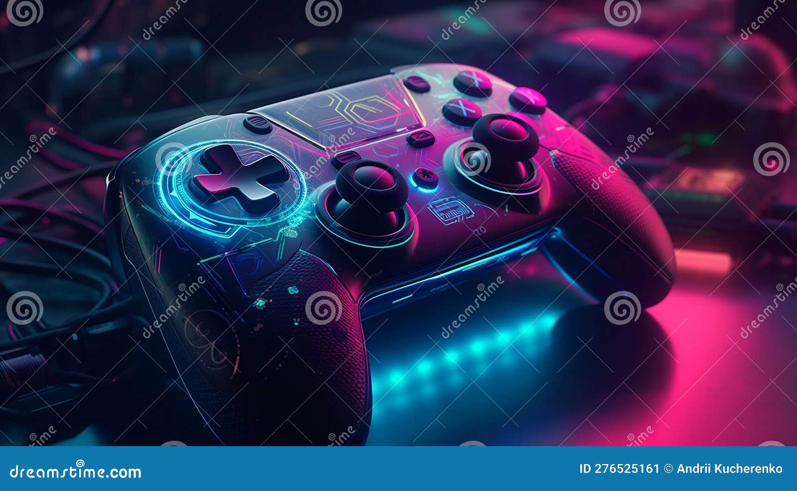 Neon Joystick Gamers Device Controller. Ai Generative Stock ...