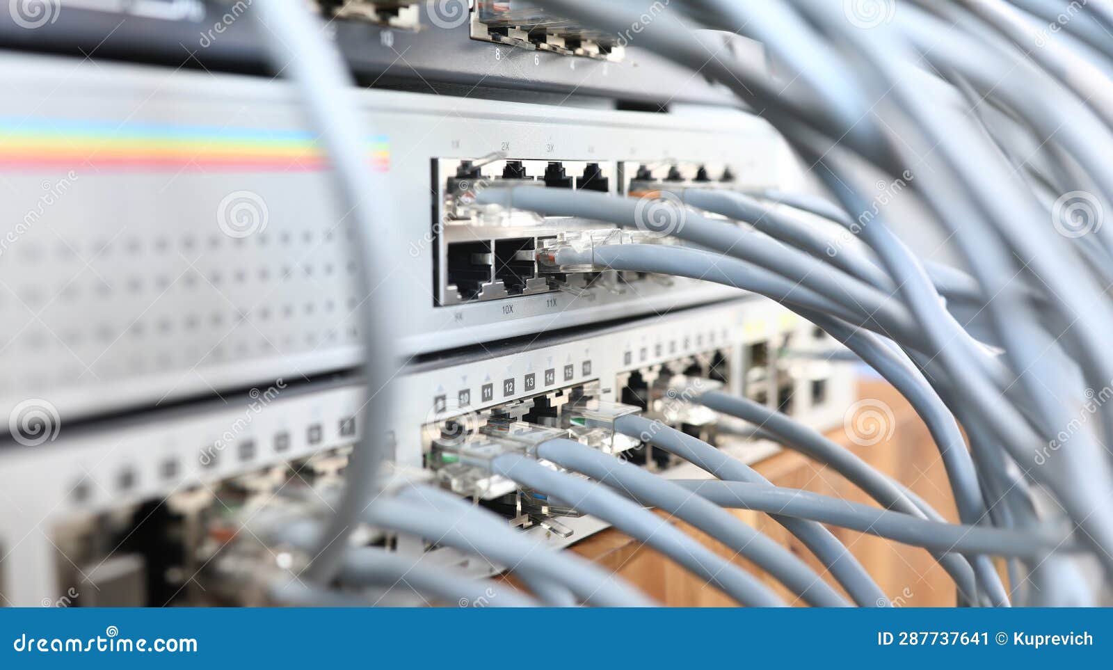 Panel with Many Cords on Internet Swith Connection Stock Image - Image ...