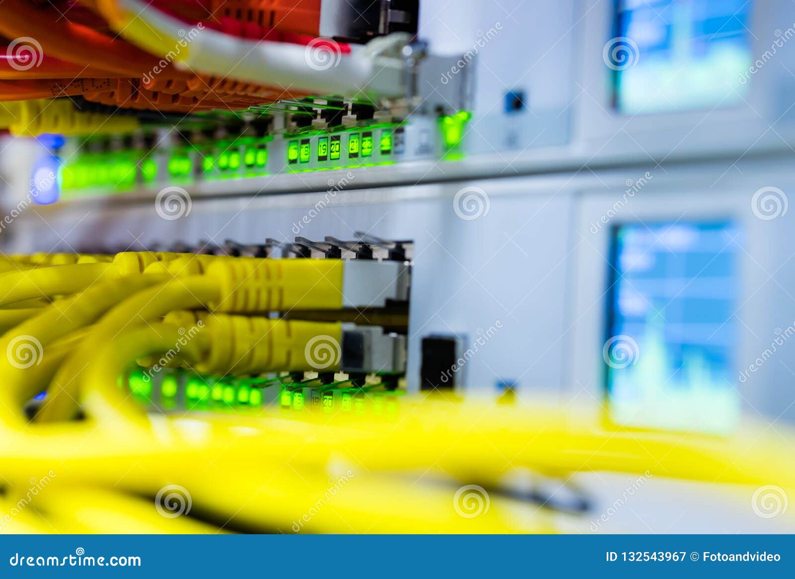 Computer Server, Network Switch and Cable Stock Image - Image of rack ...