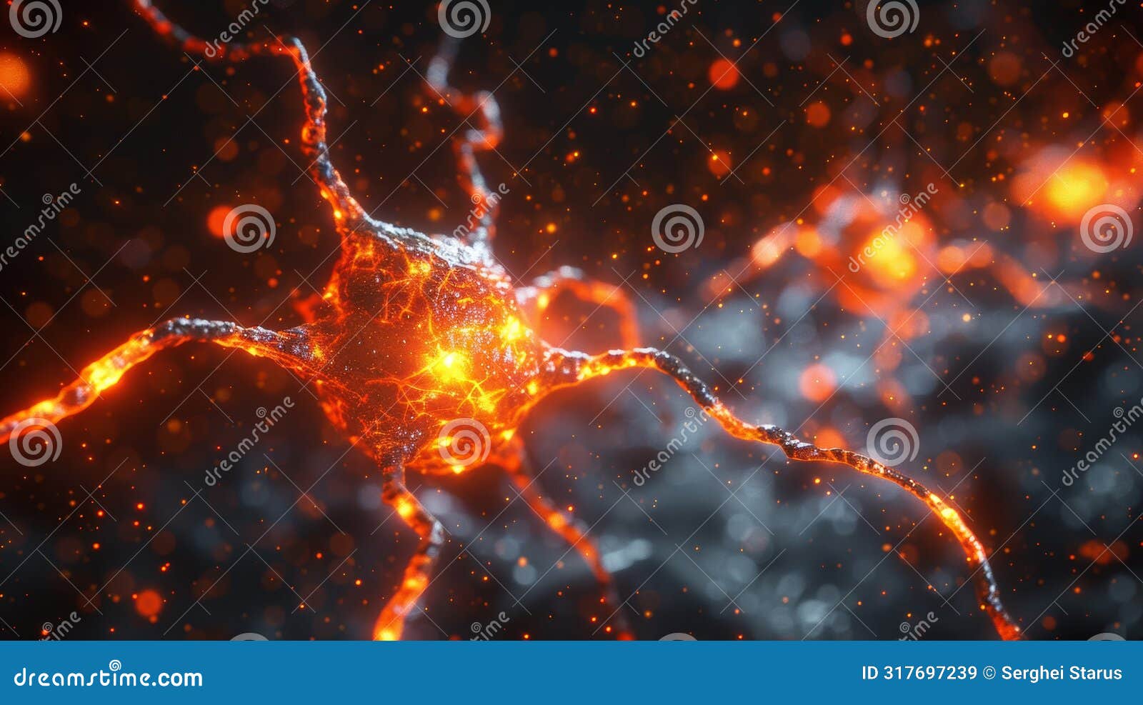 A Close Up of a Neuron Cell with Glowing Orange and Yellow, AI Stock ... A Close Up of a Neuron Cell with Glowing Orange and Yellow, AI Stock ...