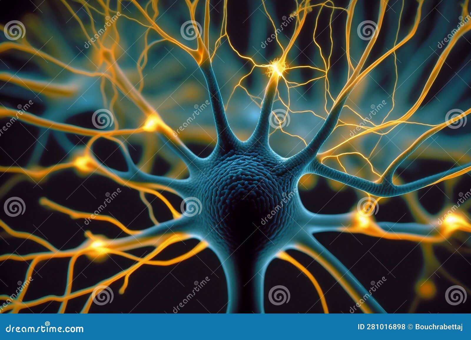 Close Up of a Neuron, Close-Up of Neuron Cells Stock Illustration ...