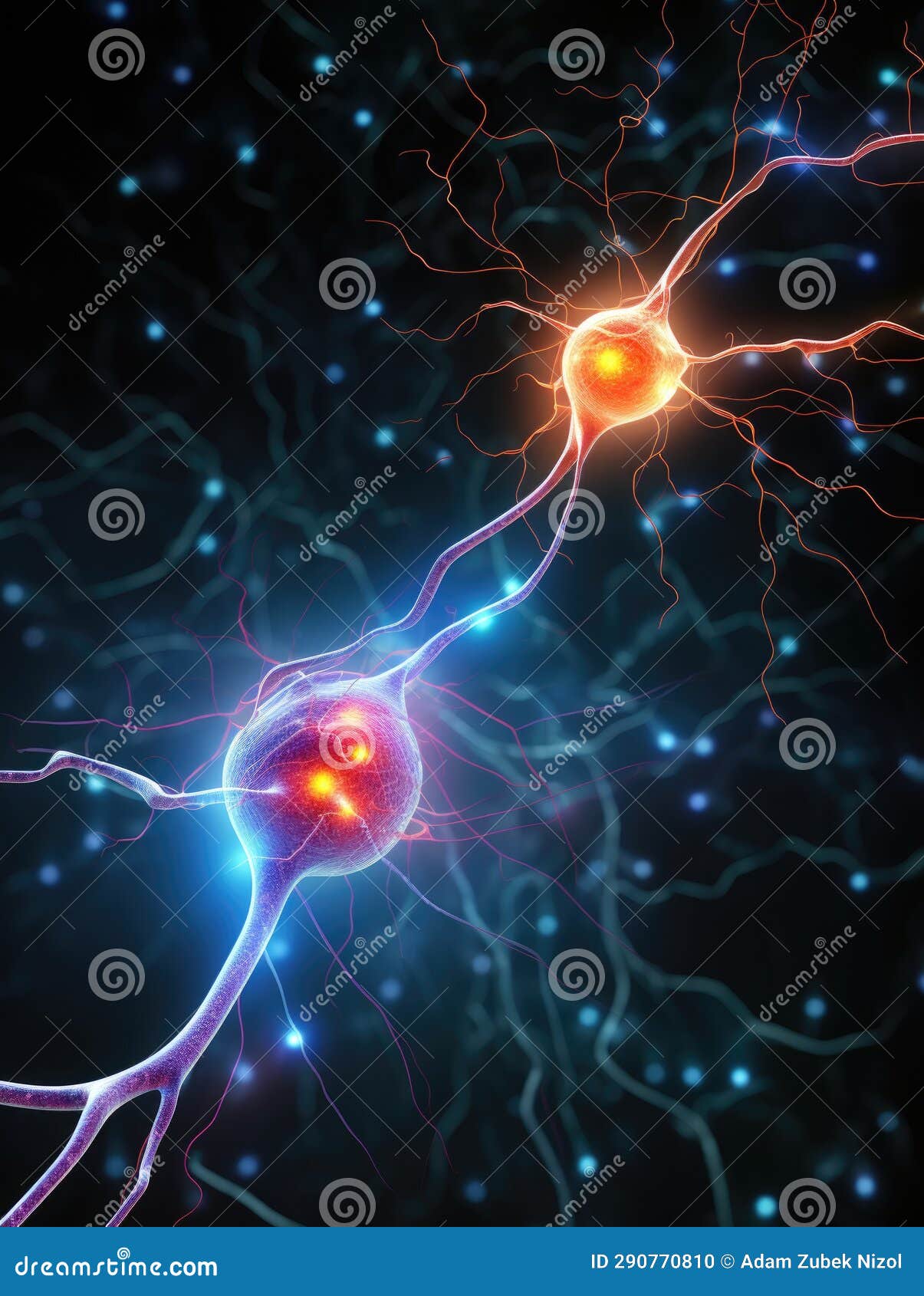 A close-up of a neuron stock illustration. Illustration of science ...