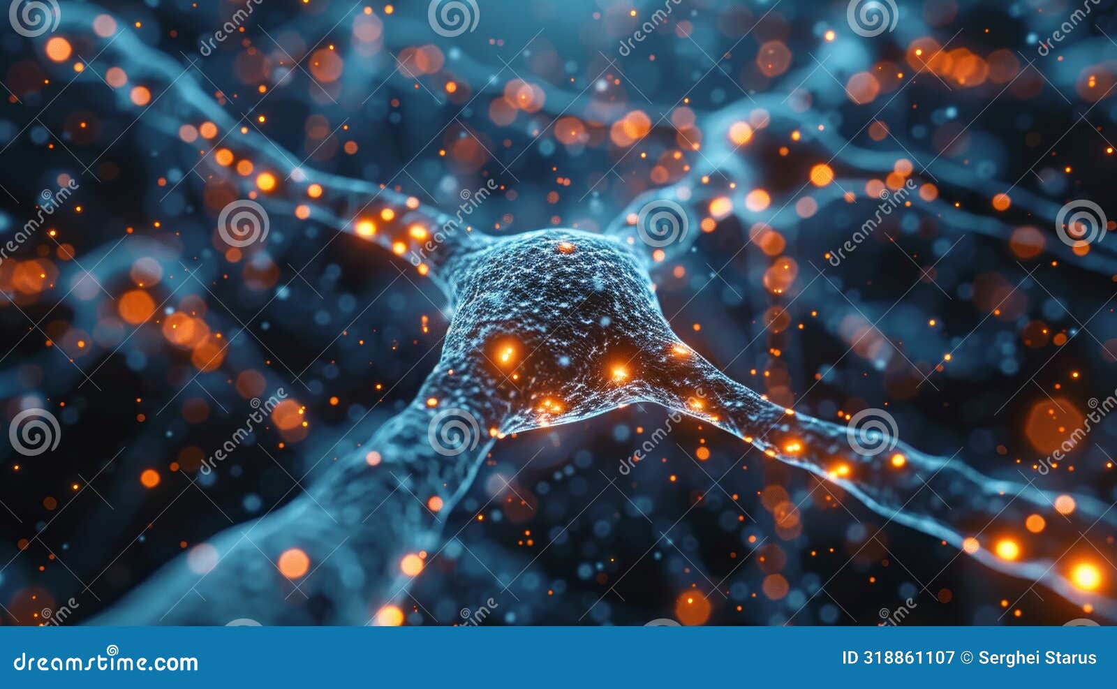 Close-up Of Neuron Cells With Dendrites. Concept For Neurology, Brain ...