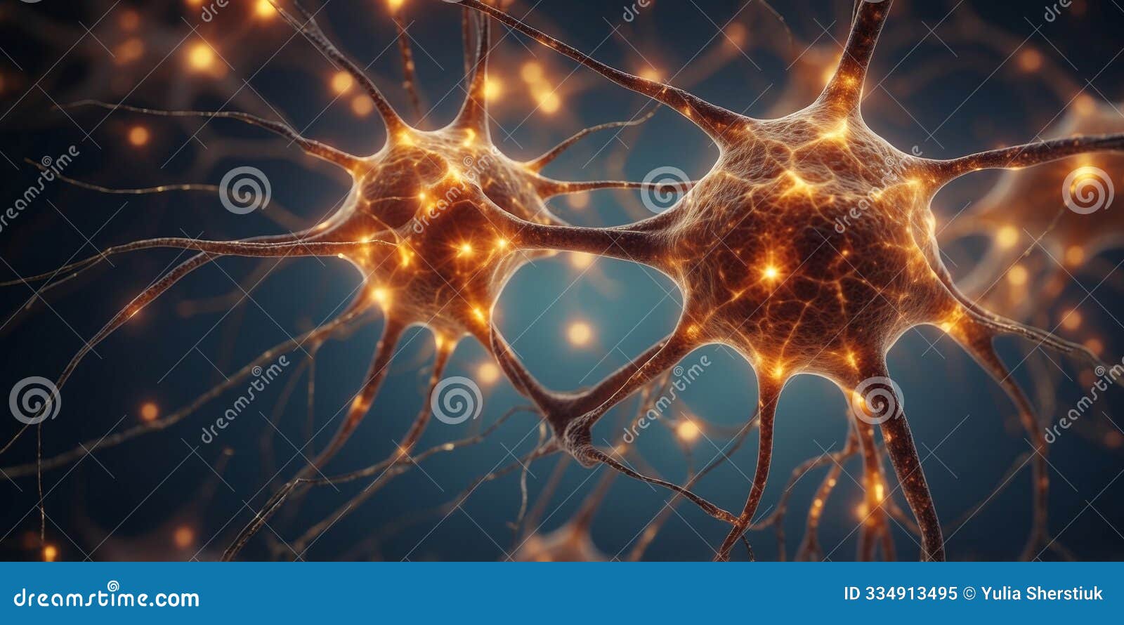 Close Up of a Neuron with Glowing Synapses Symbolizing the Intricacies ...