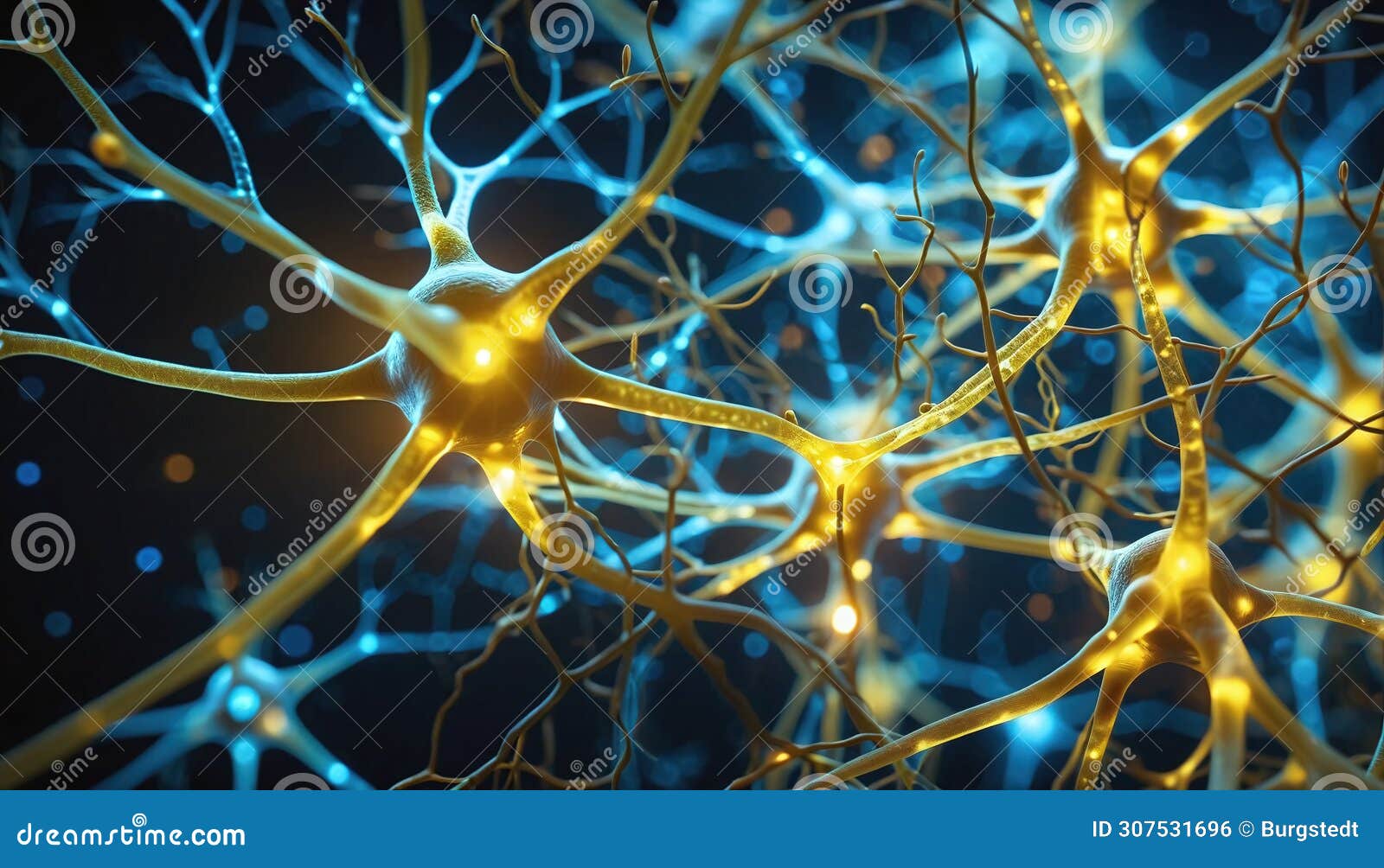 Close-up of a Neuron or Nerve Cell Integrated in the Neuronal Network ...